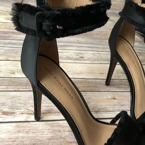Shoes | Black Ruffle Heels Nwot | Poshmark